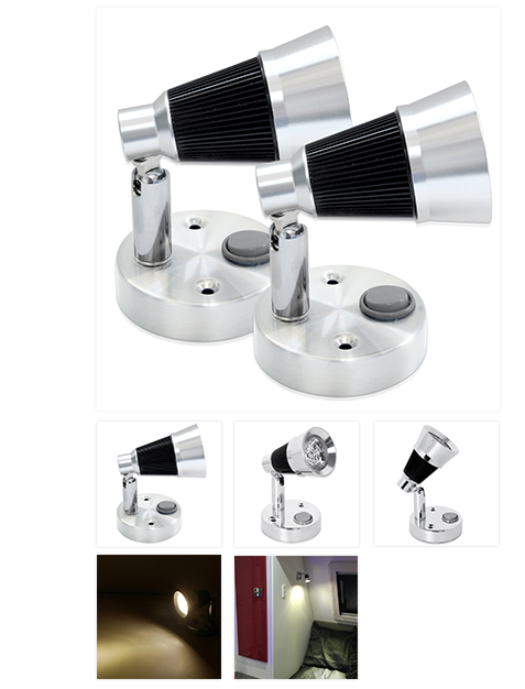2 x 12v Led Lights Caravan Camper RV Marine Boat Reading Bedside Lamp ...